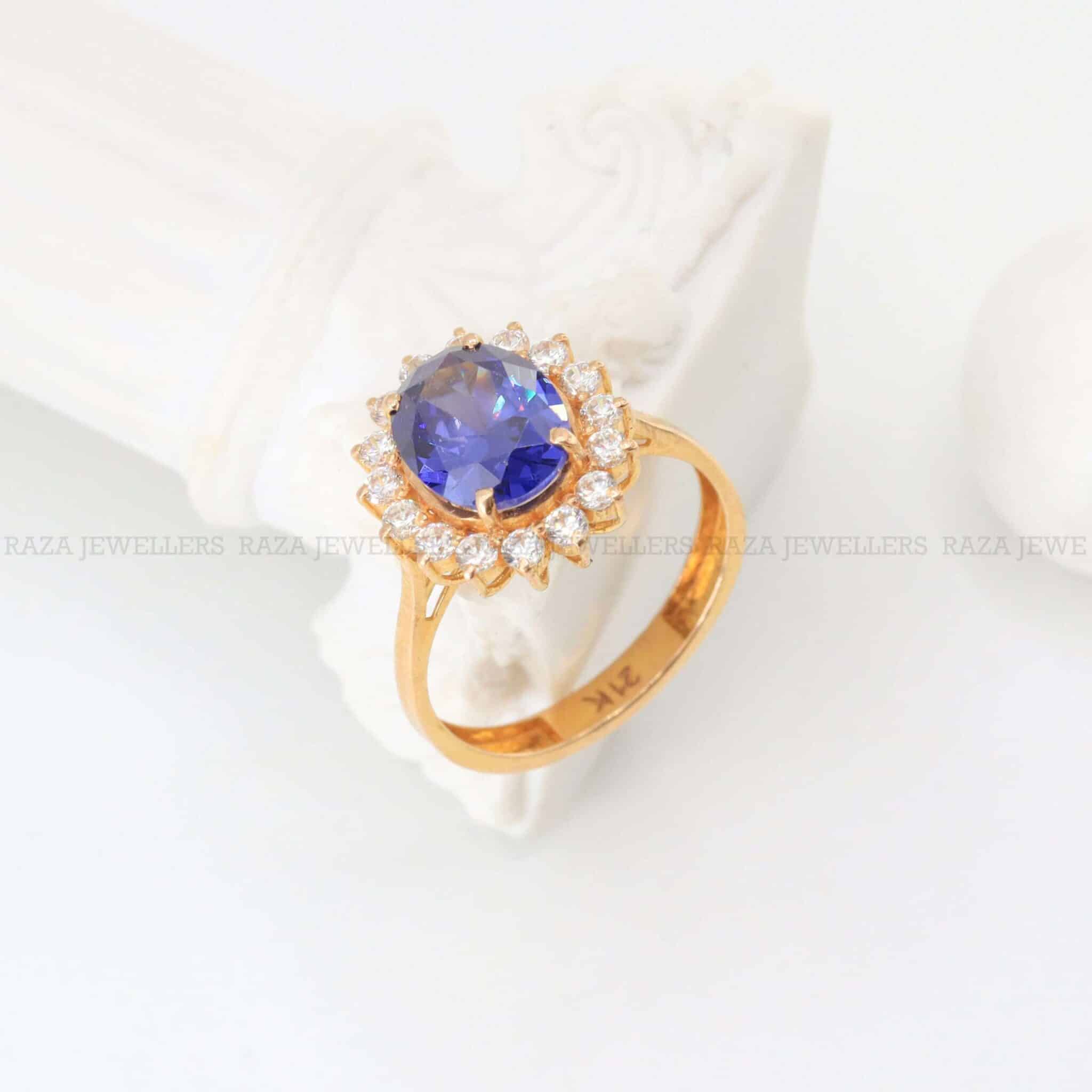 Blue Sapphire Gold Ring » Raza Jewellers